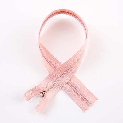 China #3 Nylon Pink Invisible Zipper Seamless Look Sport Zipper For Sewing for sale