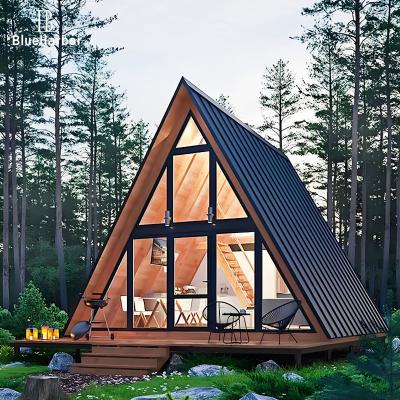China Triangle Tiny Prefabricated Steel House with A Frame Double Floor for sale
