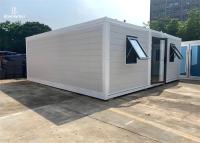 China White Elegant Flat-roofed Expandable Container House with 5.68*2.68*2.48 Meter Inner Size and Stone Coated Steel Roofing Tile for sale