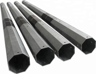 China 10.5m High Q345 Hot Dip Electrical Power Pole Galvanized Octagonal Steel Black Paint Coating for sale