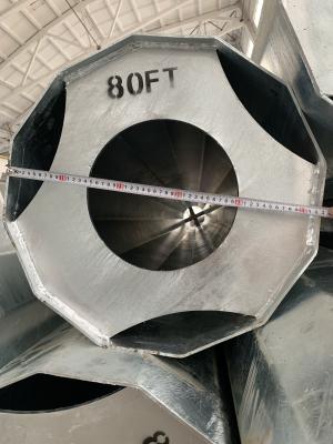 China 80FT Electric Power Pole Transmission Dodecagonal Galvanized Steel 5.0mm for sale