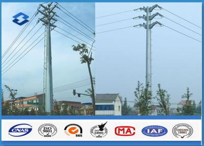 China Single Circuit A345 Q460 steel power pole Electrical ASTM A 123 Galvanized for sale