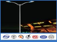 China 2 Arms Conical galvanized steel BS729 flood light pole , easy maintenance commercial lighting poles for sale