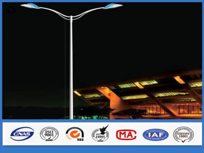 China 2 Arms Conical galvanized steel BS729 flood light pole , easy maintenance commercial lighting poles for sale