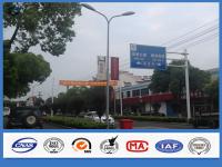 China White Powder Coated steel transmission poles , Square steel pole once forming Welding for sale