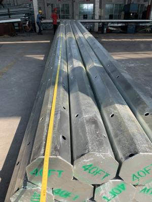 China Q345 Hot Dip Electrical Galvanized Power Pole 40ft Octagonal 3mm Thickness 15kv for sale