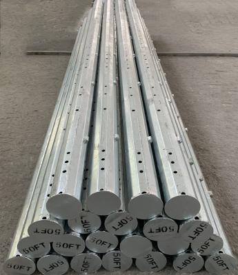 China Burial Type Electrical Galvanized Power Pole Hot Dip 4.0mm Thick 50FT for sale