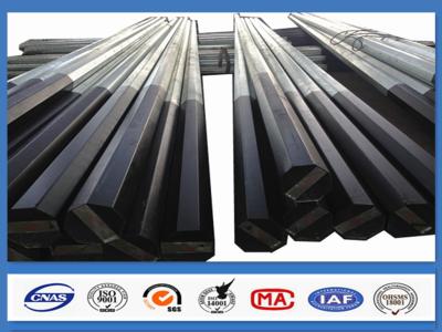 China Black Tar Painted Hot Dip Galvanized Steel Pole Coating Octagonal Pole for sale