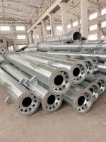 China Galvanized tubular steel utility poles , Steel Q345  High Voltage high mast pole for sale