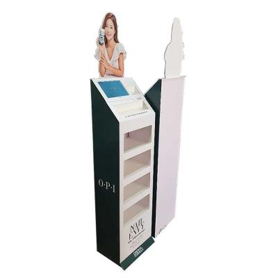 China Cosmetics Store Floor Standing 4 Tier Opi Nail Polish Display Rack for sale