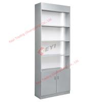 China white retail store display shelf with LED light MDF wood commercial booth OEM design with size cosmetic perfume display for sale
