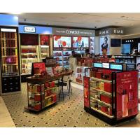 China Retail customized luxury black makeup shop displays acrylic cosmetic display stand and cabinet for sale