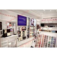 China Luxury Custom Perfume Showcase Shelving Boutique Cosmetic Display Wall Cabinet with LED Lighting for sale