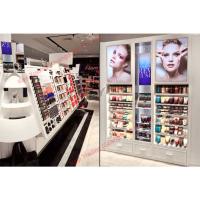 China Luxury Custom Perfume Showcase Shelving Boutique Cosmetic Display Wall Cabinet with LED Lighting for sale