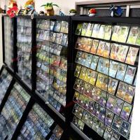 China Custom Transparent TCG Cards Frames Clear Card Stands Metal Floor Standing Trading Card Display Case For Pokémon for sale