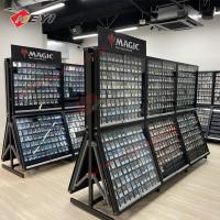 China Shopping Hobby Station Display Rack Trading Card Game Display Case Floor Stand Metal Adjustable TCG Display Fixtures for sale