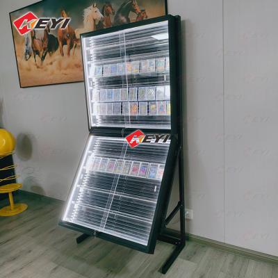 China LED Lighting Single Side Graded Card Showcases Display Stands With Sliding Lockable Doors for Retail Trading Card Store for sale