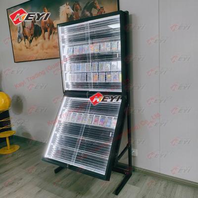China KEYI High Quality Single Side Metal Frame Bracket Height Adjustable Acrylic Card Rails Display Cases for Collectibles for sale