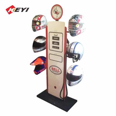 China Custom Retail POS Floor Stand Hanging Motorcycle Helmet Display Rack for sale