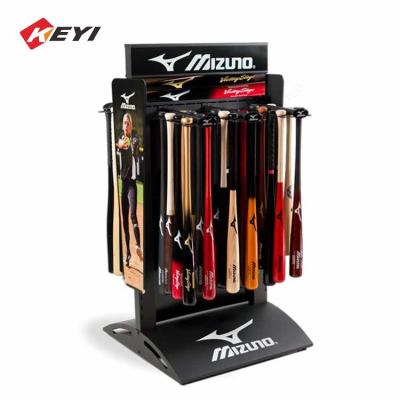 China sports equipment Retail Store Floor Metal Stand Hanging Baseball Bat Display Rack for sale
