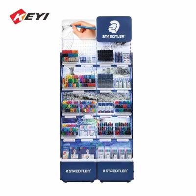 China Custom Supermarket Large Capacity metal pegboard stand pen display rack for sale