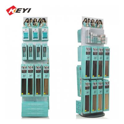 China Retail Shop Metal Pegboard Display Stand Wig Hair Display Rack With Hooks for sale
