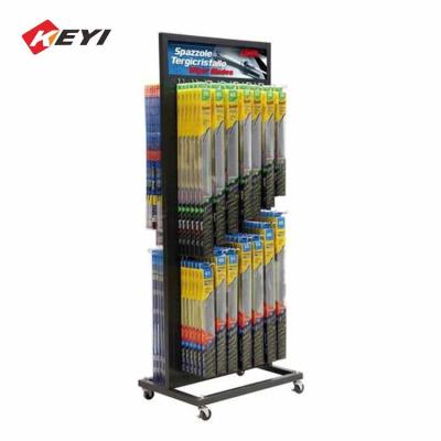 China Double Sided Metal Wiper Stand Windshield Wiper Display Racks With Sign Holder Frame for sale