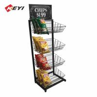 China Retail Store Metal Iorn Wire Basket Stand Wire Snack Display Rack for sale