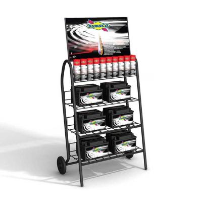 China China Factory Custom High Quality Metal Car Battery Rack Display Stand for sale