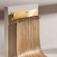 China Hot Sale Custom Logo Salon Wall Mounted Gold Metal Wig Shelf Hair Stand Rack Display Hair Extension Holder for sale