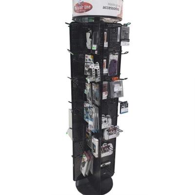 China Floor Metal Pegboard Stand Rotating Cell Phone Accessory Display for sale