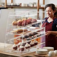 China Morden Pop Bread Shop 4 Layer Acrylic Bakery Display Case With 3 Door Handles for sale