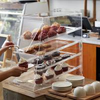 China Morden Pop Bread Shop 4 Layer Acrylic Bakery Display Case With 3 Door Handles for sale