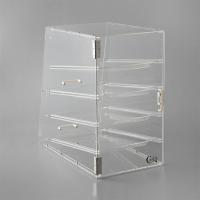 China Morden Pop Bread Shop 4 Layer Acrylic Bakery Display Case With 3 Door Handles for sale