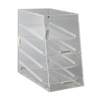 China Morden Pop Bread Shop 4 Layer Acrylic Bakery Display Case With 3 Door Handles for sale