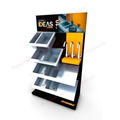 China Floor Standing Metal Faucet Holder Rack Kitchen Sink Display Stand for sale