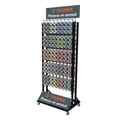 China Floor Standing Metal Shlef Retail Store Spraycan Spray Paint Aerosol Can Display Rack for sale