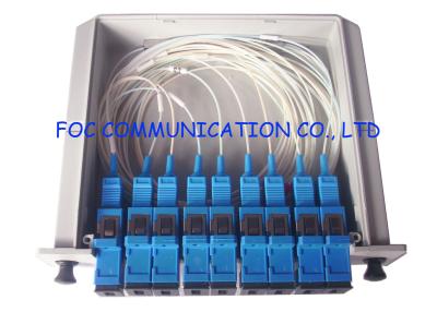 China SC/UPC 1x8 Fiber Optic Splitter Cassette Box, Low PDL PLC Splitter 1260-1650nm for sale