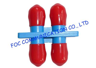 China ST Duplex Multimode Fiber Optic Adapter Red Cap 0.2dB Insertion Loss for sale