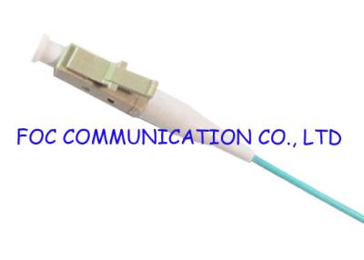 China LC OM3 Simplex Fiber Optic Pigtail 1.25mm Ceramic Ferrule 0.9mm 2.0mm for sale