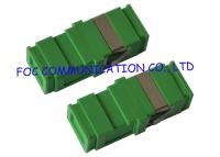 China SC APC Simplex Short Flange Fiber Optic Adapter Green Plastic Housing 0.2dB Loss for sale