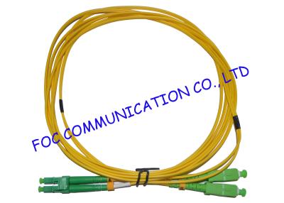 China Flame Resistant SM Fiber Optic Patch Cord G.652D LC APC to SC APC 9/125um LSZH for sale