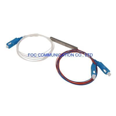 China 1x2 SM PLC Splitter Mini Tube 1260-1650nm Low Loss for FTTH CATV LAN Networks for sale