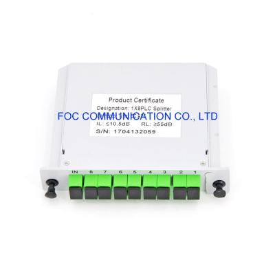 China CATV 1650nm 1x8 PLC Splitter Cassette SC APC Low Insertion Loss PON FTTX for sale