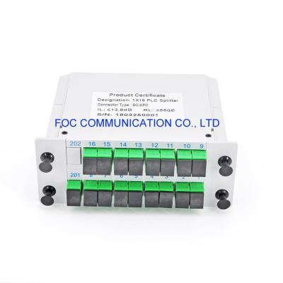 China Fiber PLC Splitter 1x16 SC APC Cassette Type 1650nm Low Insertion Loss PON FTTX for sale