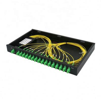 China 1x16 SC APC 1260nm Low PDL Rack Mount PLC Splitter 1 RU 19 Inch for sale