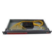 China 1x16 Rack Mount PLC Splitter FC UPC Single Mode G657A 1260-1650nm Optical Fiber Splitter for sale