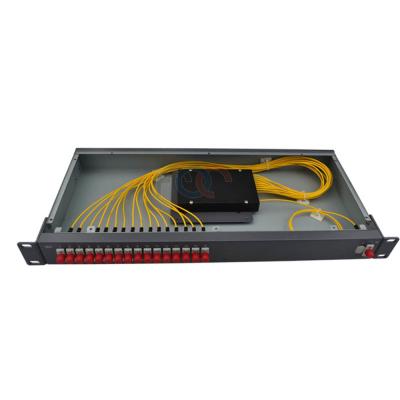 China 1x16 Rack Mount PLC Splitter FC UPC Single Mode G657A 1260-1650nm Optical Fiber Splitter for sale