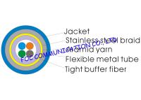 China 4 Core Armored Optical Fiber Cable 4.0mm Stainless Steel Braid for CATV FTTH for sale