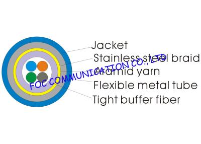 China 4 Core Armored Optical Fiber Cable 4.0mm Stainless Steel Braid for CATV FTTH for sale